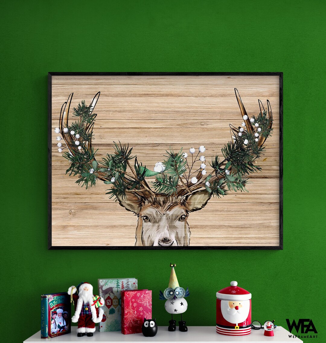 Woodland Deer by Kimber Allen, Rustic Reindeer Poster, Christmas Deer ...
