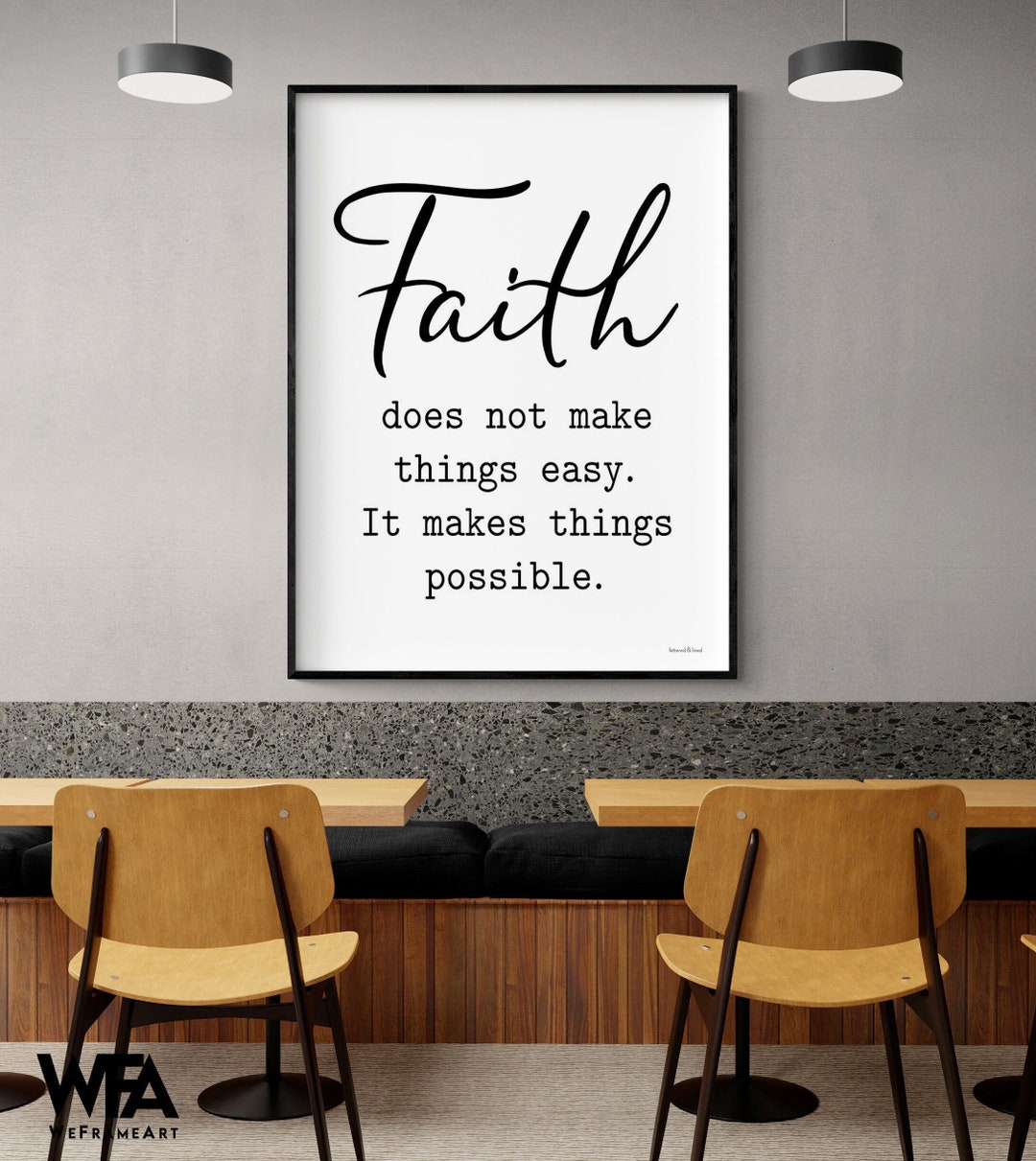 Faith Makes Things Possible, Black and White Faith Poster Print, Faith Wall Decor, Chruch ...