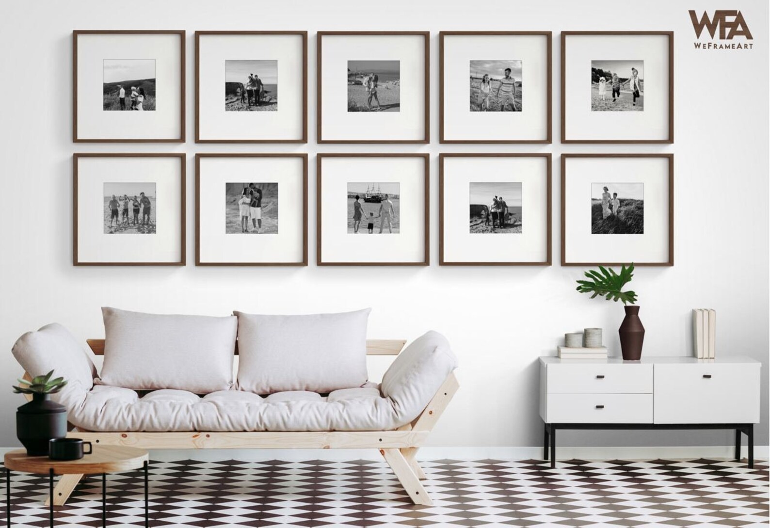 Walnut Frame Set Gallery Wall Art Classic Brown Neutral Wall | Etsy