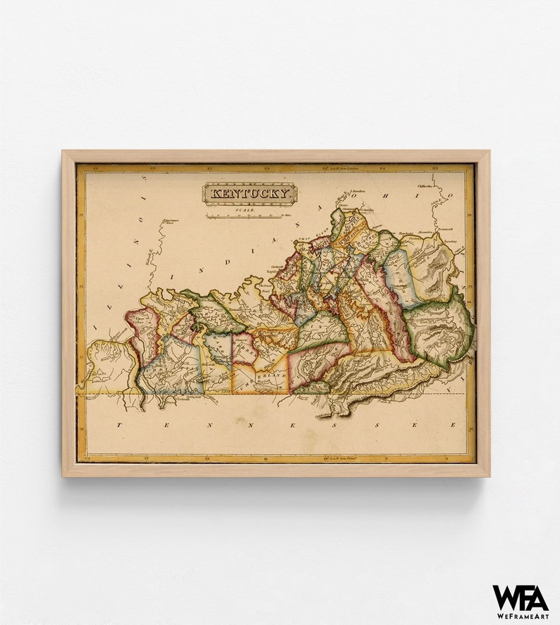 Kentucky 1817 Old KY Map Poster Print Rustic USA Map Wall - Etsy