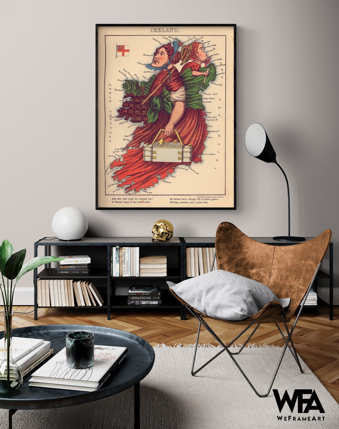 Anthropomorphic Map of Ireland, Irish House Decor, Cool Map of Ireland ...