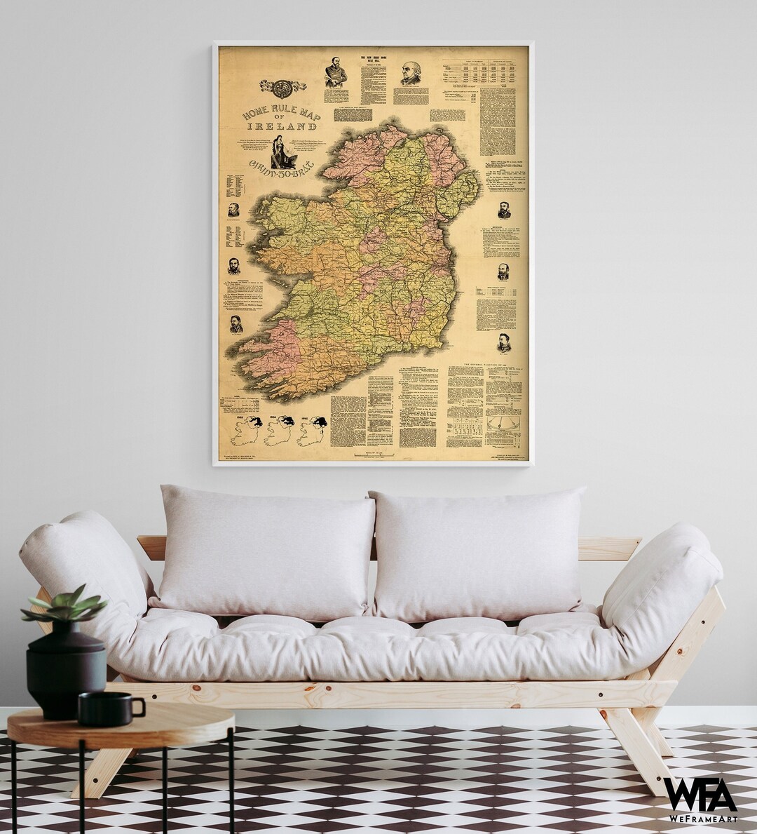 Home Rule Map of Ireland 1893 by Vintage Maps, Irish Poster Print ...