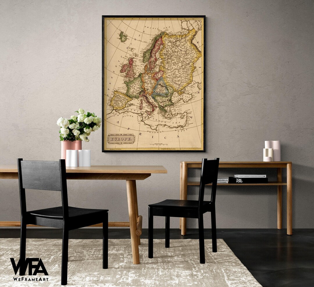 Antique Map of Europe 1817, Rustic Continent Poster - Etsy