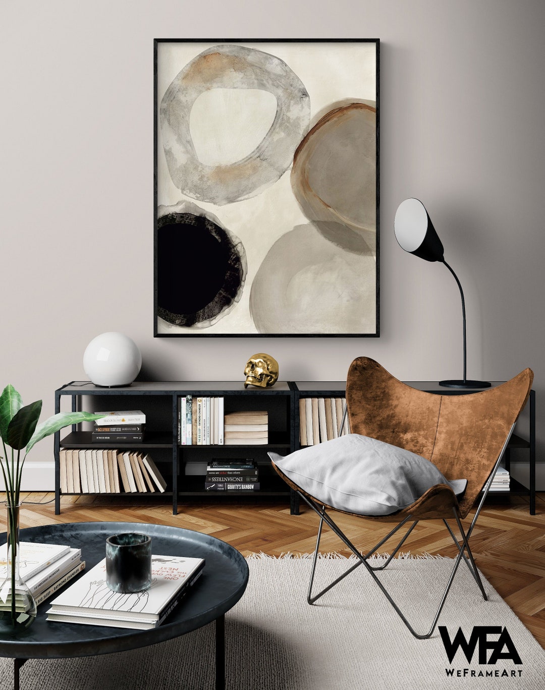 Beige Rings II by Tom Reeves, Earth Tone Abstract Office Wall Art ...