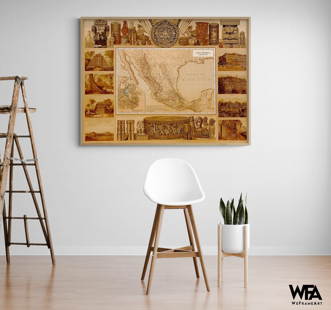 Archaeological Map of Mexico, Archaeologist Gift Idea, Mexican House ...