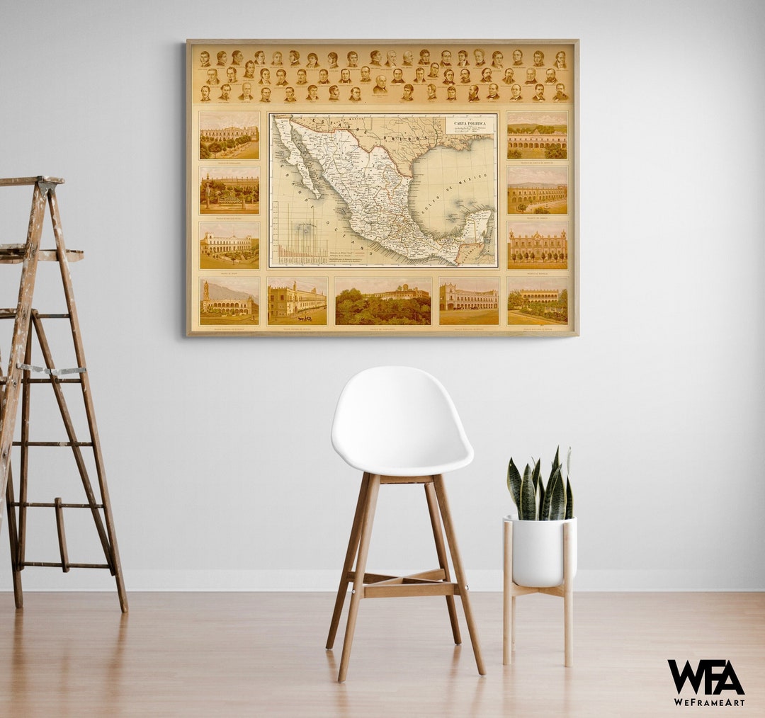 Political Map of Mexico, Mexican History Decor, Mexican Public Office ...