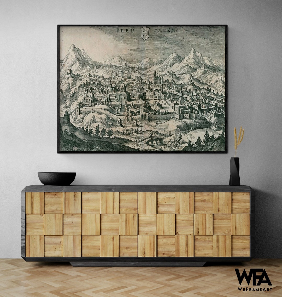 Antique Map of Jerusalem, Place of God Map, God Wall Art, Christian Art ...