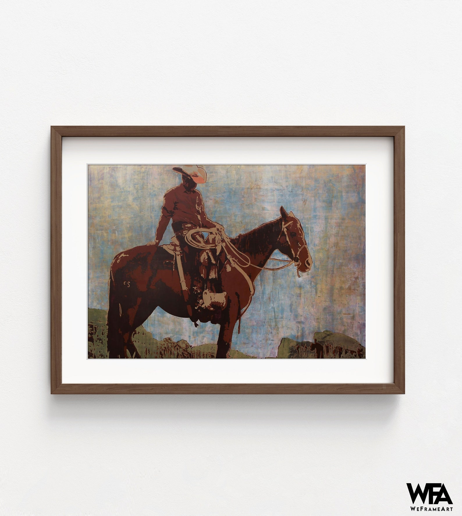 Cowboy Painting Print Framed Western Art Western Wall Art - Etsy