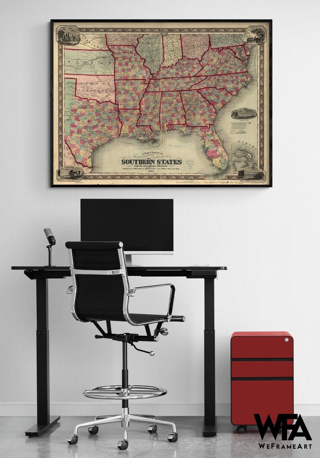 Southern States 1860 Map Print, Deep South Decor, Farmhouse Wall Art - Etsy