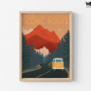 Retro Road Trip Poster Print, Framed Roadtrip Poster Prints, Vintage ...