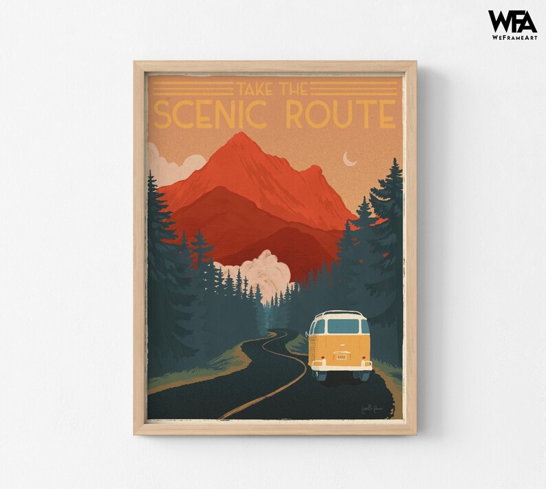 Retro Road Trip Poster Print Framed Roadtrip Poster Prints | Etsy