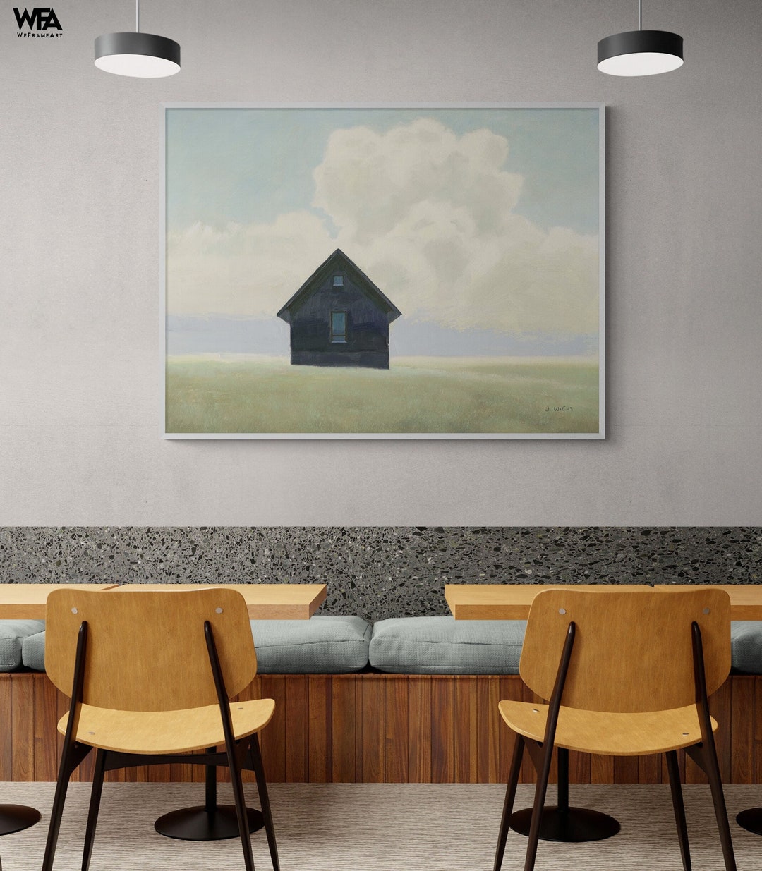 Rustic Cabin Wall Art, Framed Natural Landscape Painting Print, Pastel ...