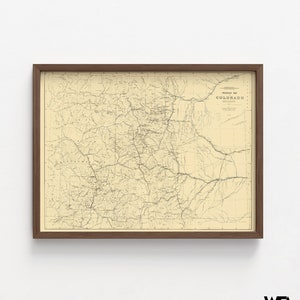 Colorado Map Art Print, Framed Colorado Map Artwork, Map Wall Decor ...