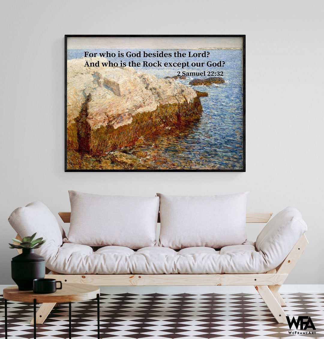 Cliff Rock by Childe Hassam, Framed 2 Samuel 22:32 Poster, Nautical Air ...
