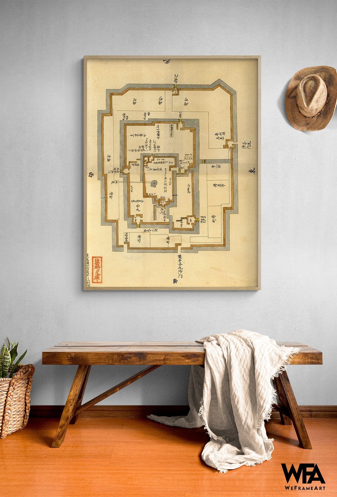 Japanese Castle Plan, Antique Japanese Poster, Asian Traditional Art ...