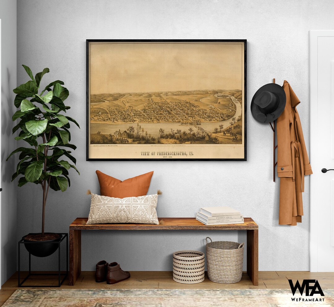 Fredericksburg Aerial View 1863, Virginia Map Print, Fredericksburg ...