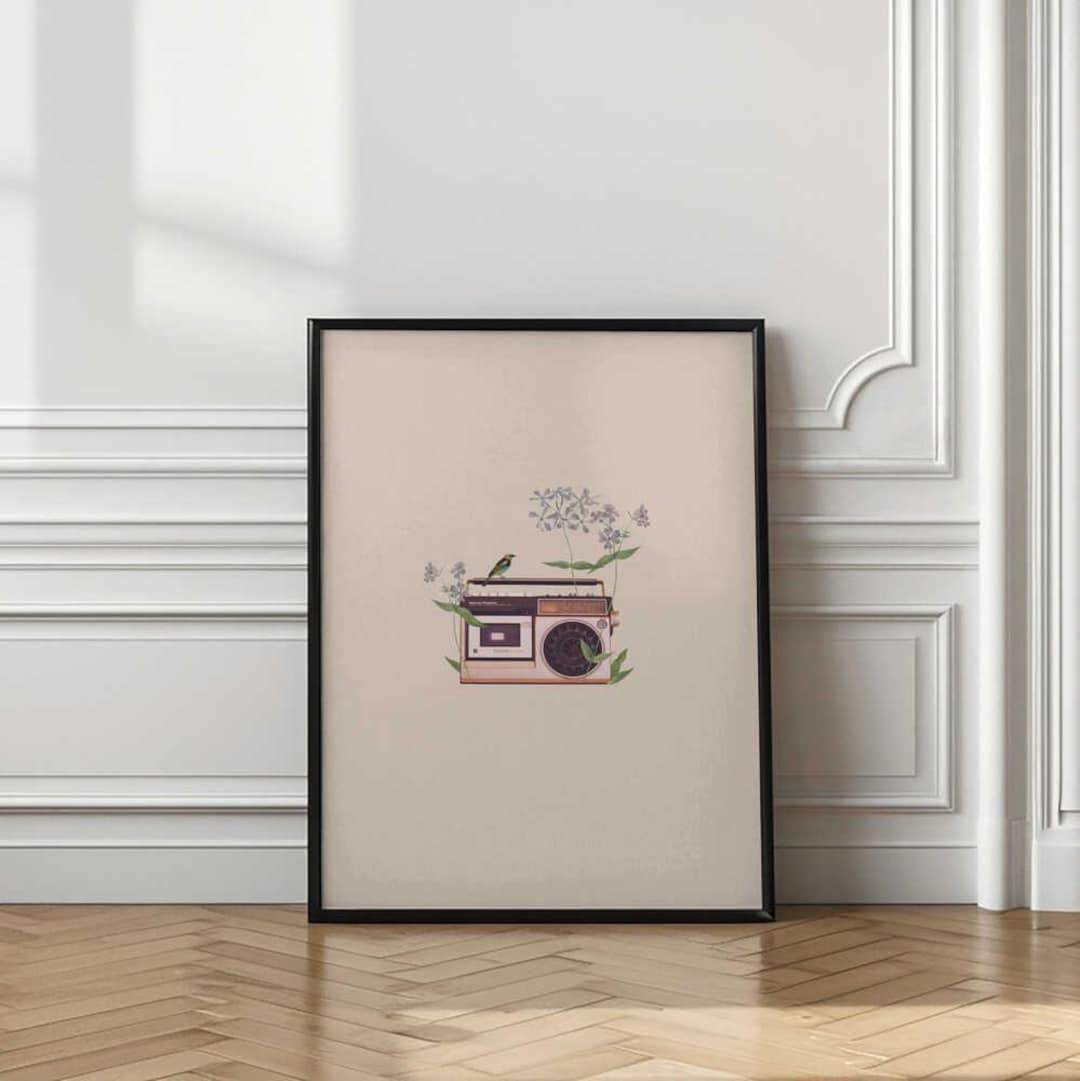 Boombox Bird Print: Floral Watercolor Artwork (framed or Unframed) - Etsy