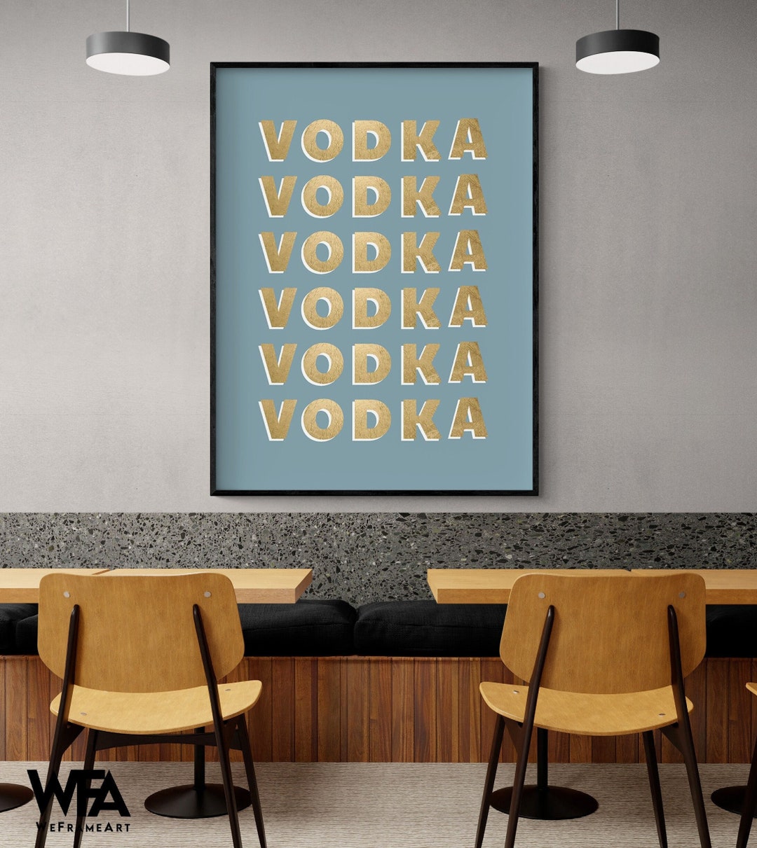 Vodka by CAD Designs, Vodka Sign Poster Print, Gold Letters Vodka Sign ...