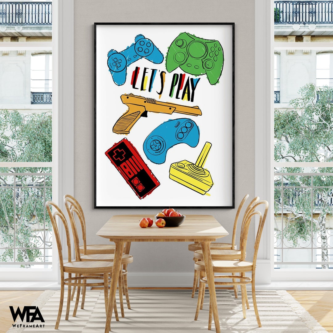 Let's Play Retro Videogame Sign Poster Print, Vintage Videogame ...