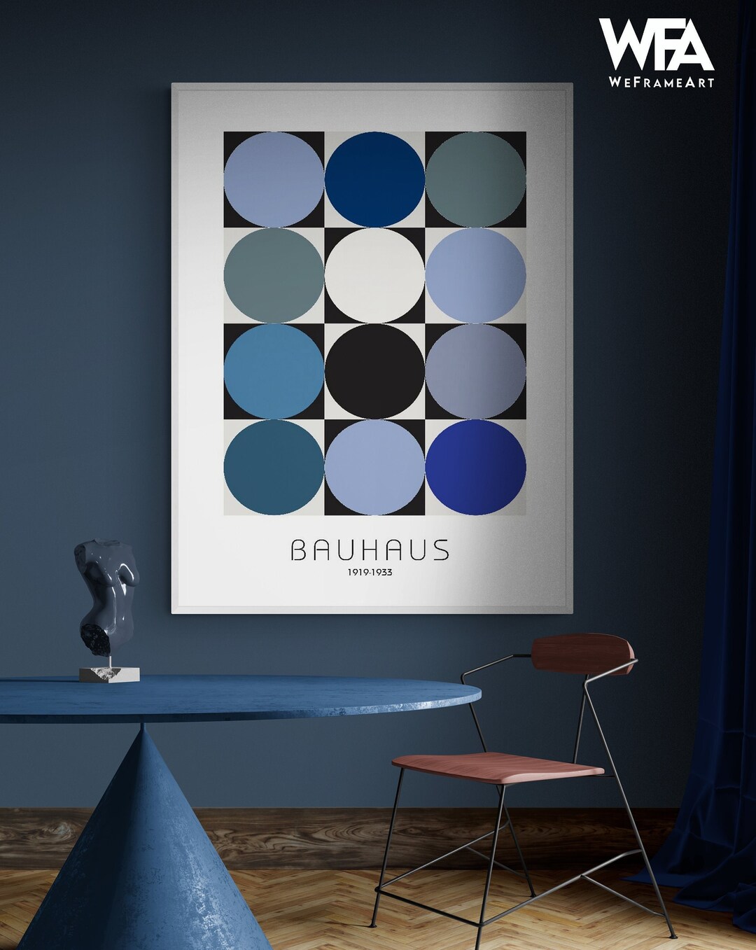 Geometric Modern Meeting Room Remodel Idea, Navy Blue Poster Print ...