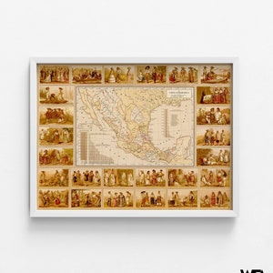 Ethnographic Map of Mexico, Ethnography History Poster, Mexican Map Print, Latin American People ...