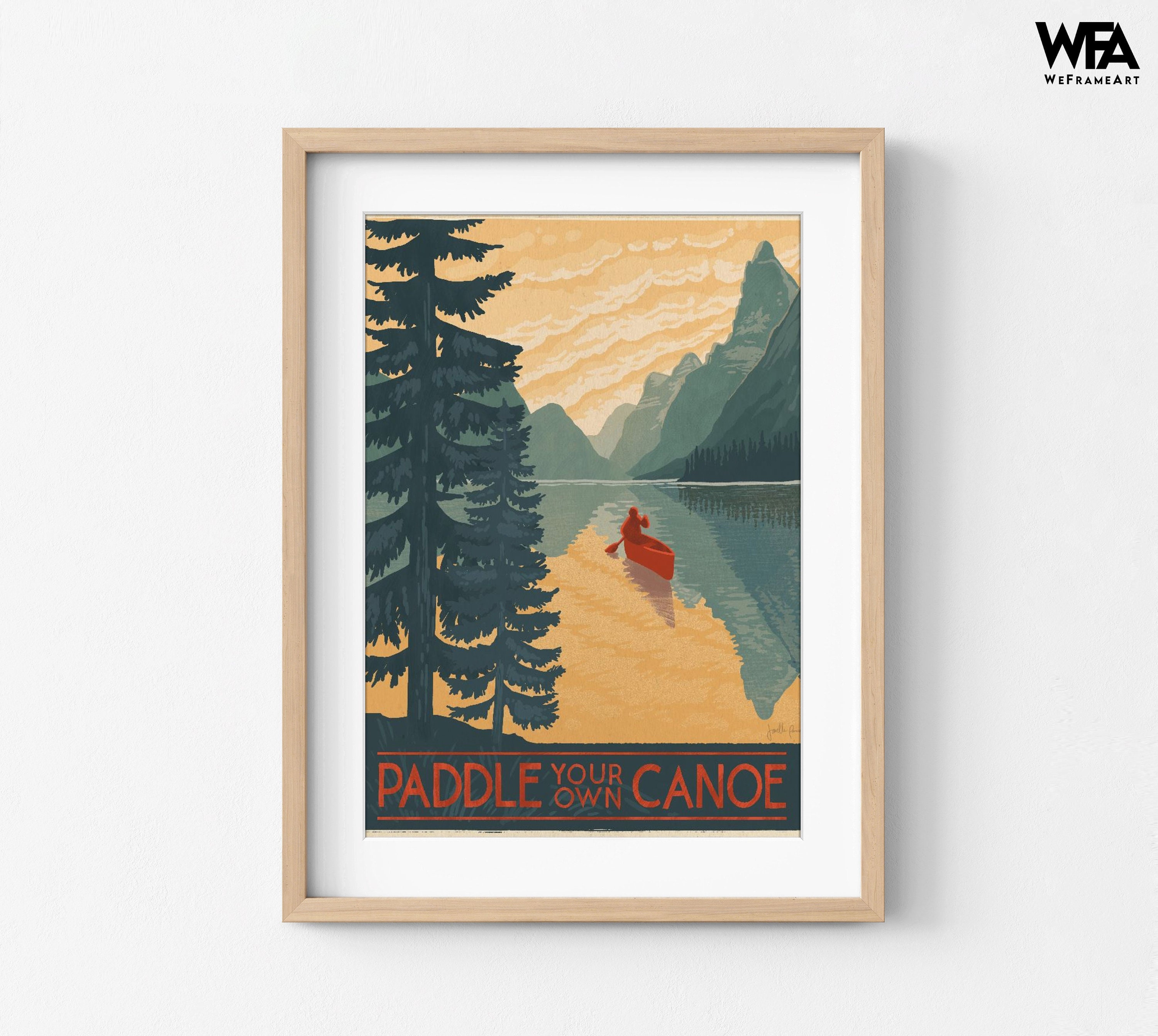 Canoe Art Poster Print Framed Paddling Poster Print Canoe - Etsy UK