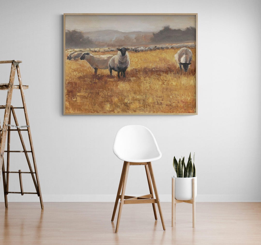 Ethan Harper Sheep Print, Sunset Farm Animal Wall Art - Etsy