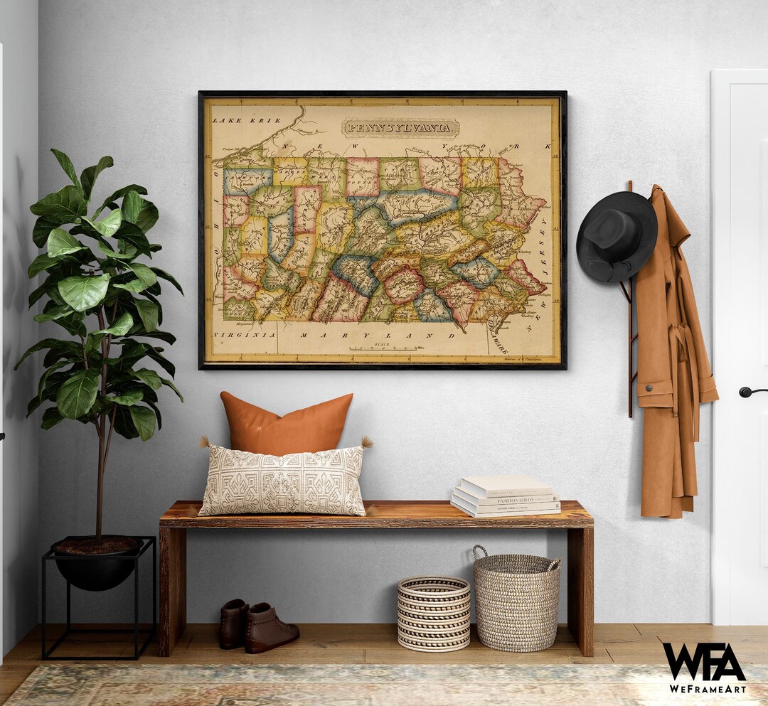 Pennsylvania 1817, Penn State Map Print, Old Pennsylvaia Map Poster ...