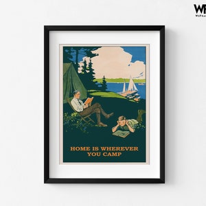 Vintage Camping Poster, Extra Large Retro Family Camping Trip Poster ...
