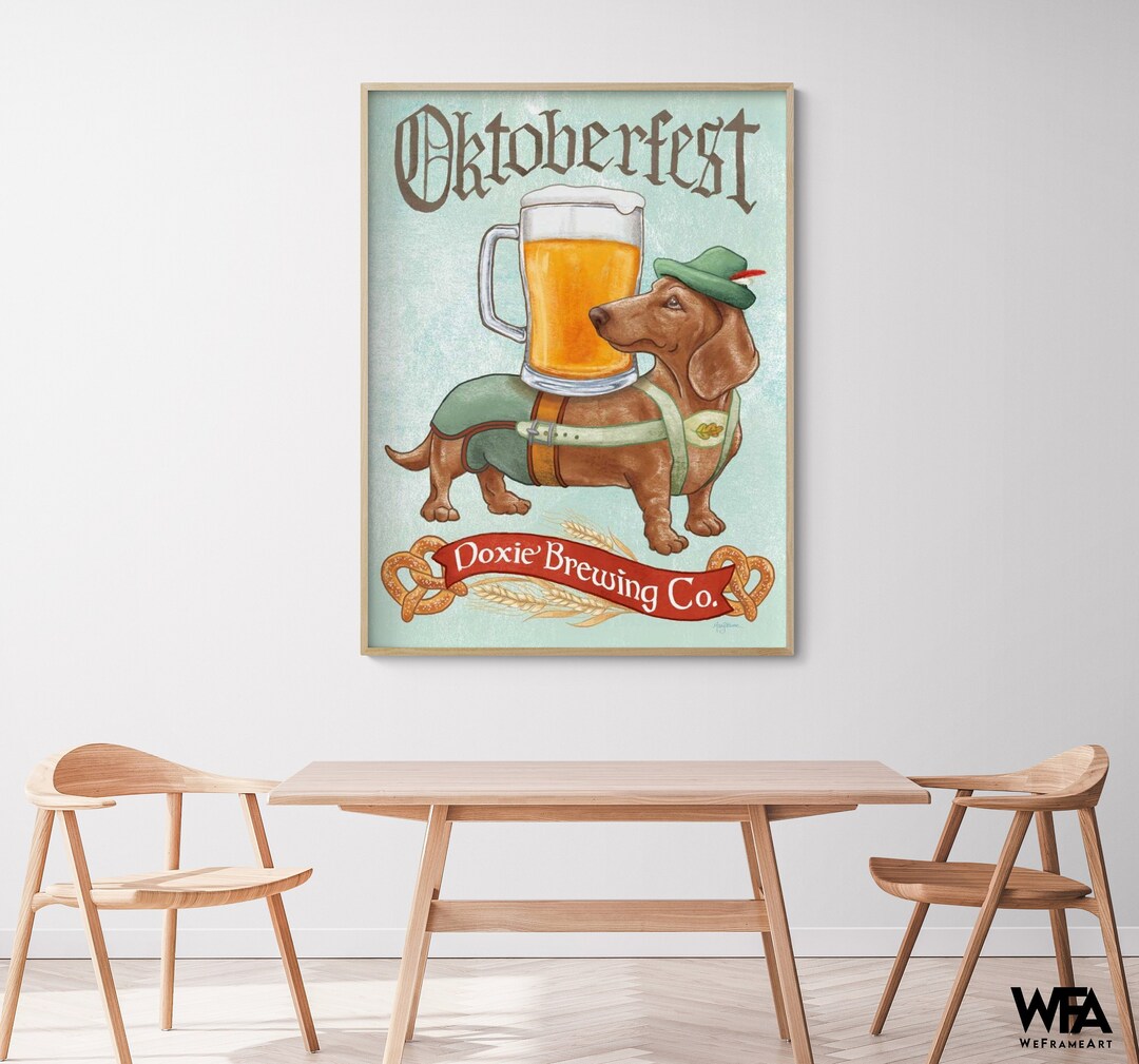 Beer Dogs III by Mary Urban, Cute German Dachshund Poster, Oktoberfest ...
