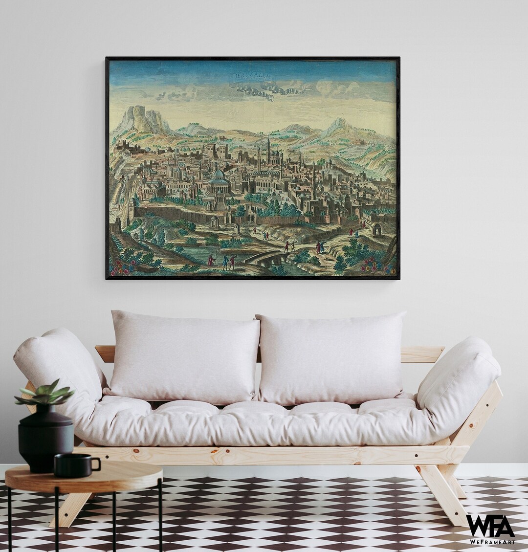 Old City Print, Holy Land Map, Antique Map of Jerusalem, Jerusalem Wall ...