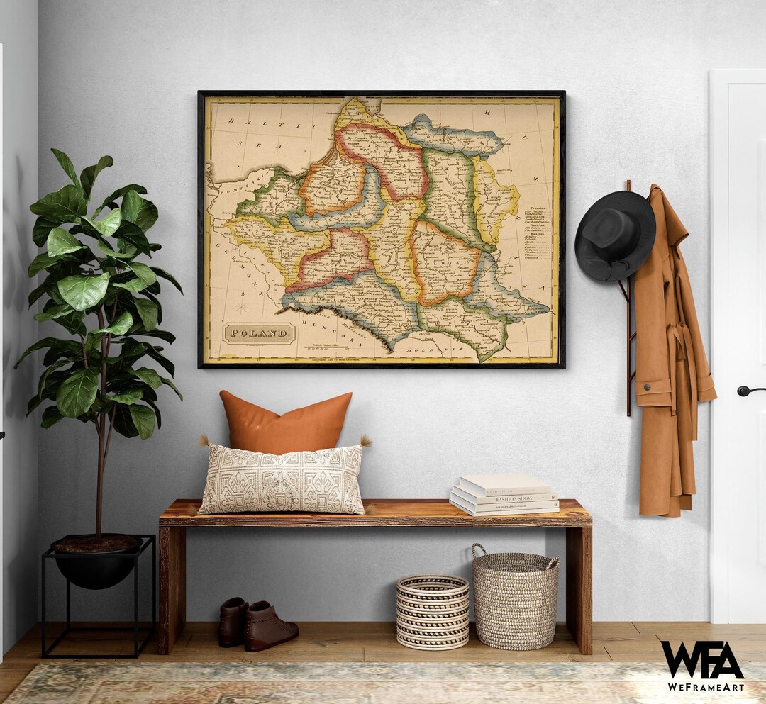 Poland 1817 by Vintage Maps, Vintage Polish Map, Framed Polish Map ...