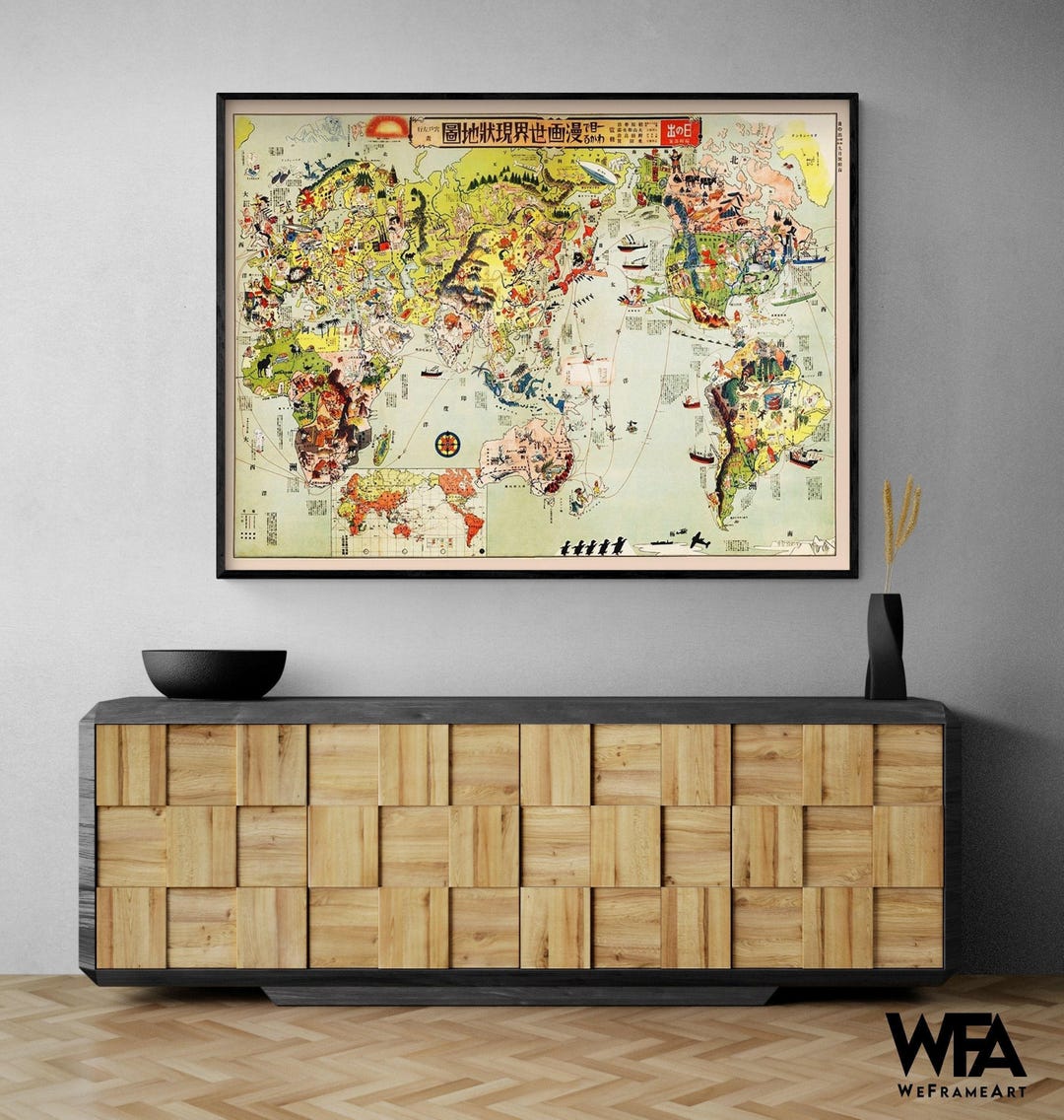 Cartoon Map of the Current World Situation by Vintage Maps, World Map ...