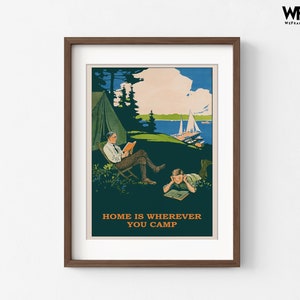 Vintage Camping Poster, Extra Large Retro Family Camping Trip Poster ...