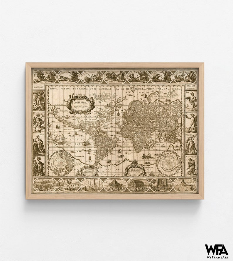 World Map 1606 by Vintage Maps Earth Globe Map Print - Etsy