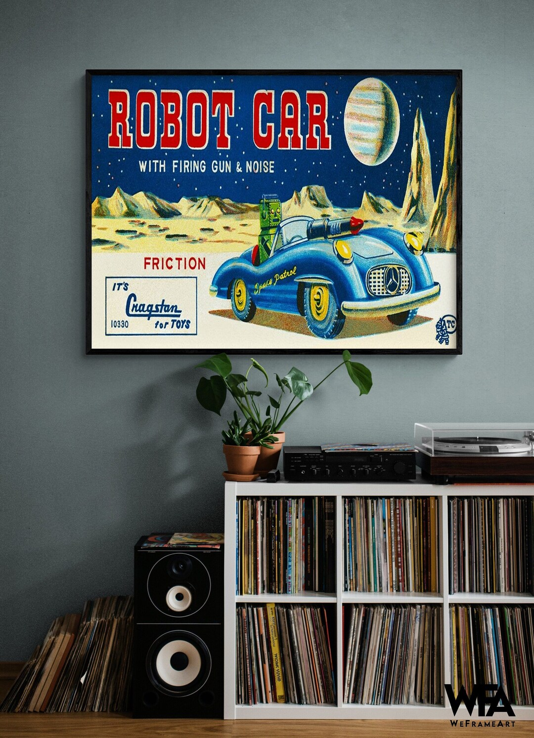 Retro Robot Toy Poster Print, Vintage Car Office Decor, Gift for Uncle ...