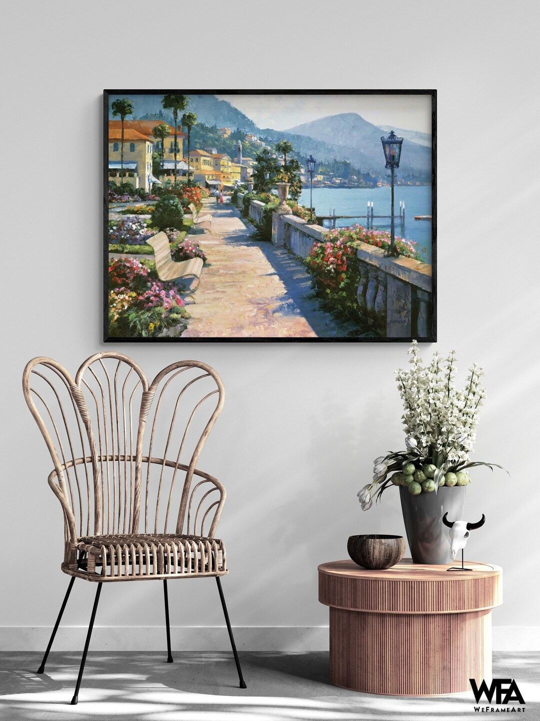 Bellagio Promenade by Howard Behrens, Lake Como Painting Print, Italian ...