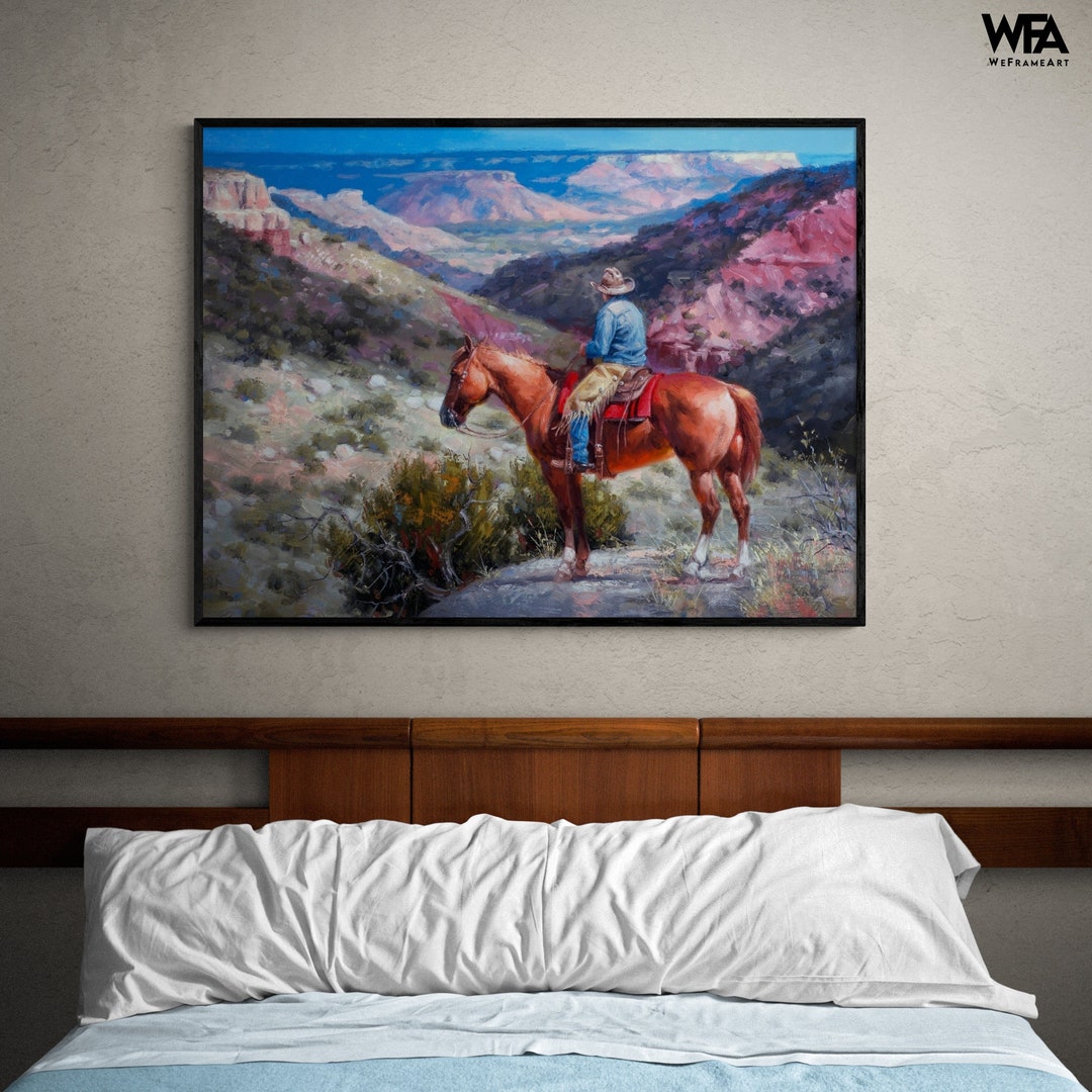 Equestrian Painting Print, Framed Western Wall Art, Farmhouse Wall ...