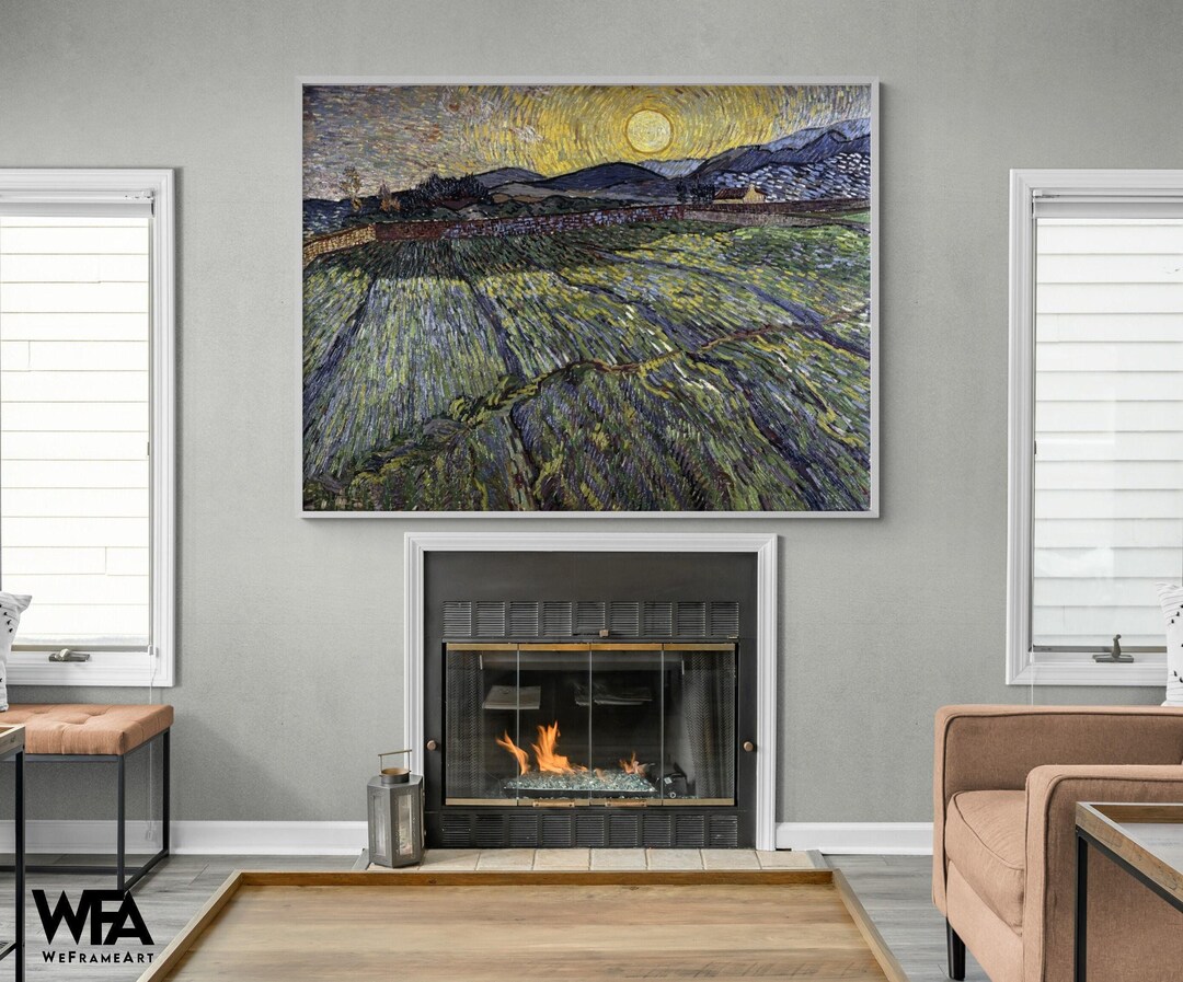 Van Gogh Sun and Field Art Print, Framed Wall Art for Living Room or ...