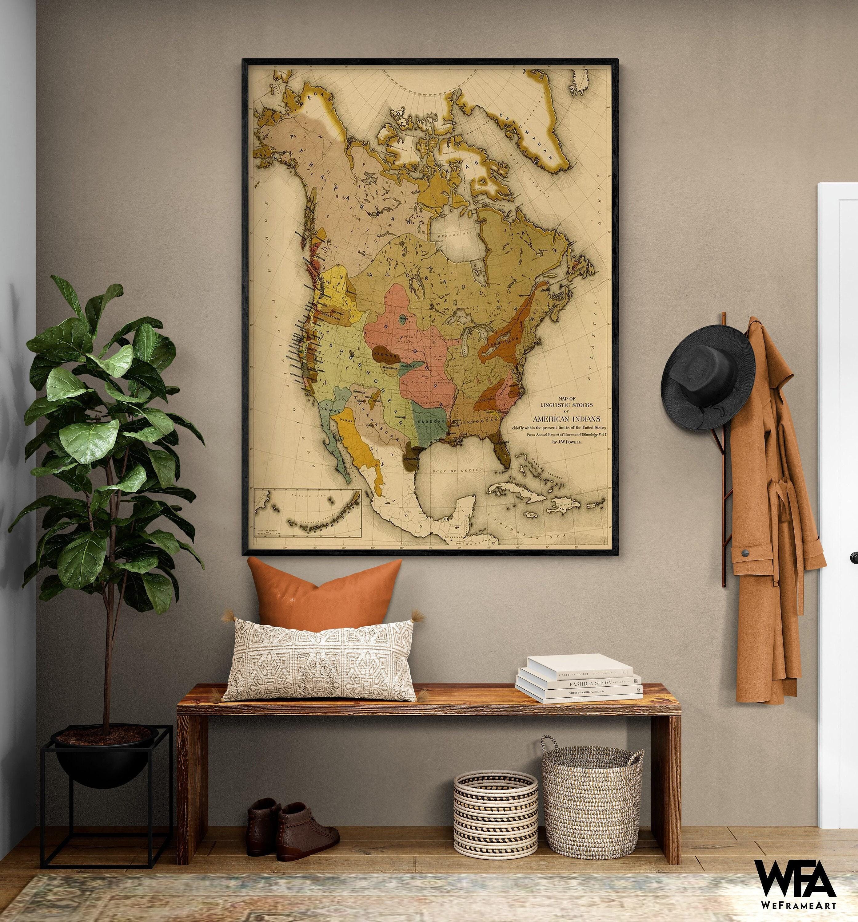 Vintage North American Indian Languages Map Art Print - Etsy