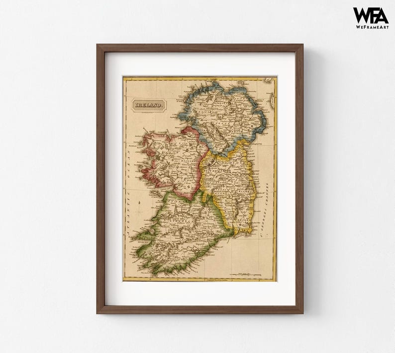 Antique Ireland Map Print, Irish Office Decor - Etsy