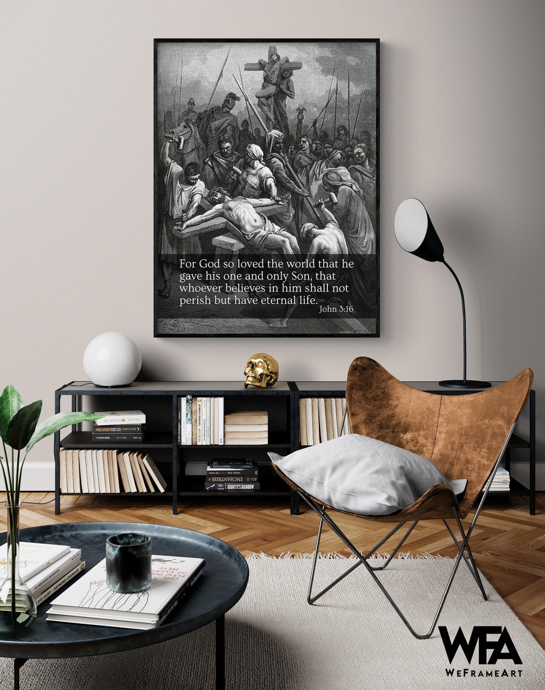 Crucifixion of Jesus by Gustave Dore, Bible Verse Quote John 3:16 Print ...