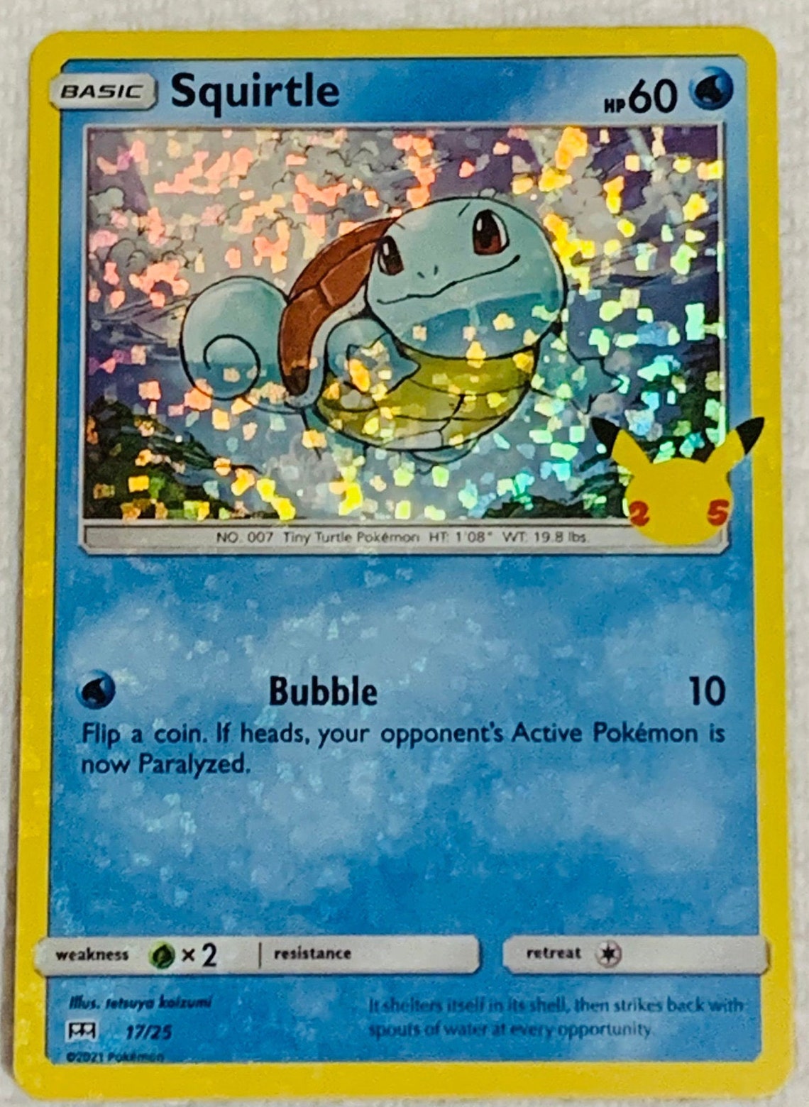 Squirtle Holo Pokemon Card 25th Anniversary | Etsy