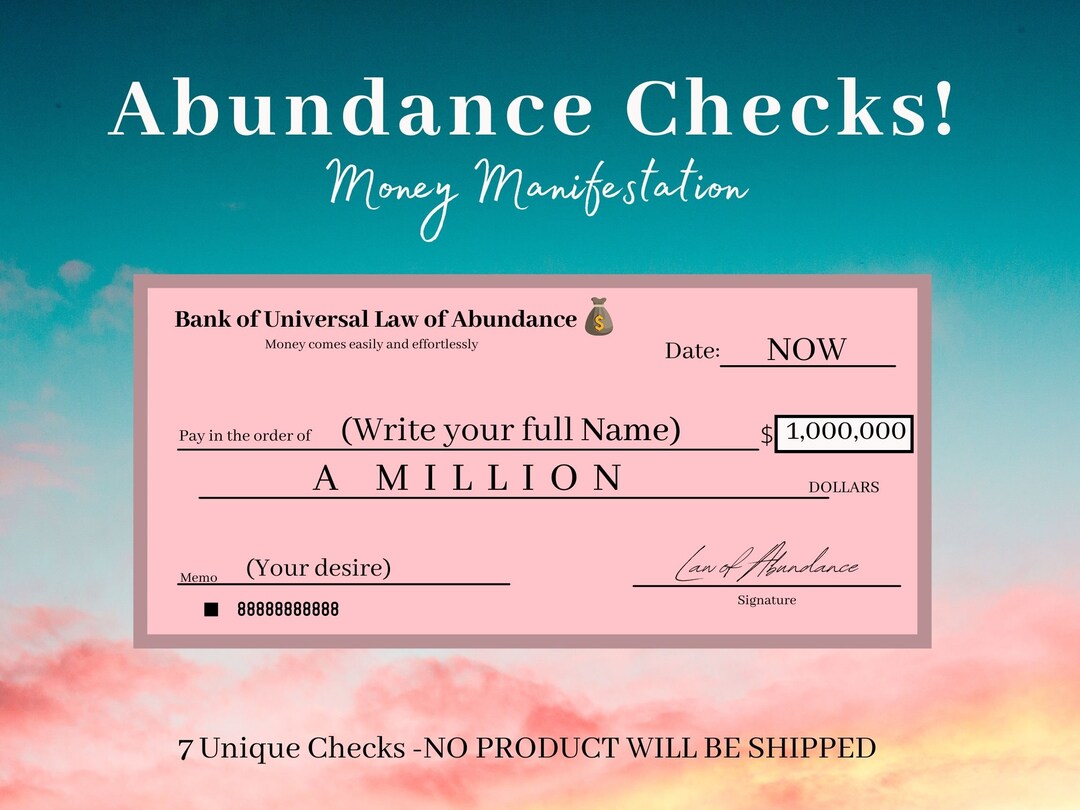 Abundance Manifestation Checks, Law of Attraction, Printable (PDF) - Etsy