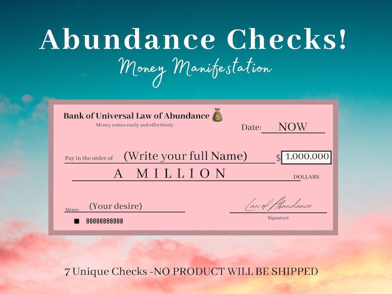 Abundance Manifestation Checks, Law of Attraction, Printable (PDF) - Etsy