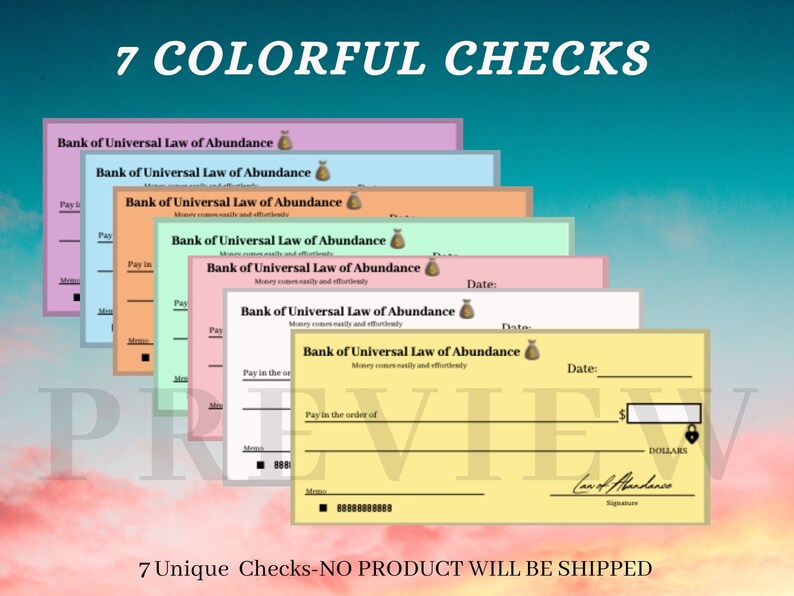Abundance Manifestation Checks, Law of Attraction, Printable (PDF) - Etsy