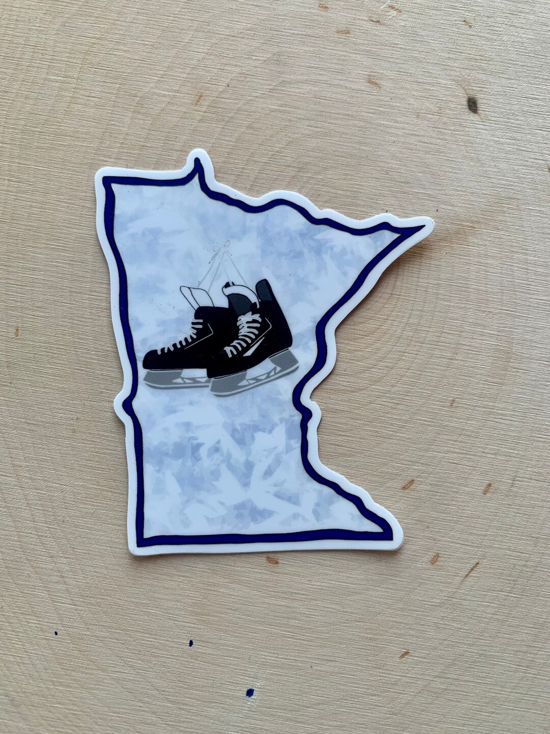 Minnesota State and Hockey Skate Vinyl Sticker - Etsy
