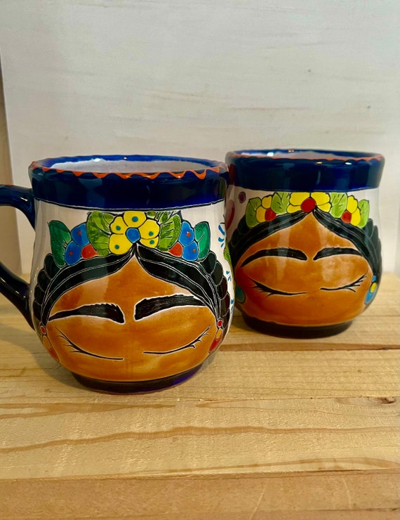 Set of 2 Hand Painted CERAMIC Clay Coffee Mug Cup Gift Idea - Etsy
