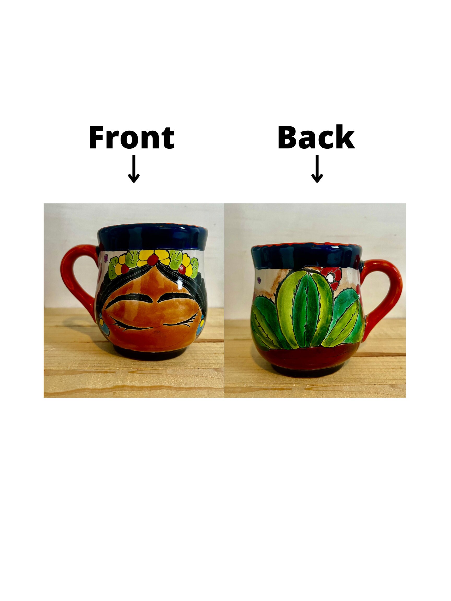 Set of 2 Hand Painted CERAMIC Clay Coffee Mug Cup Gift Idea - Etsy