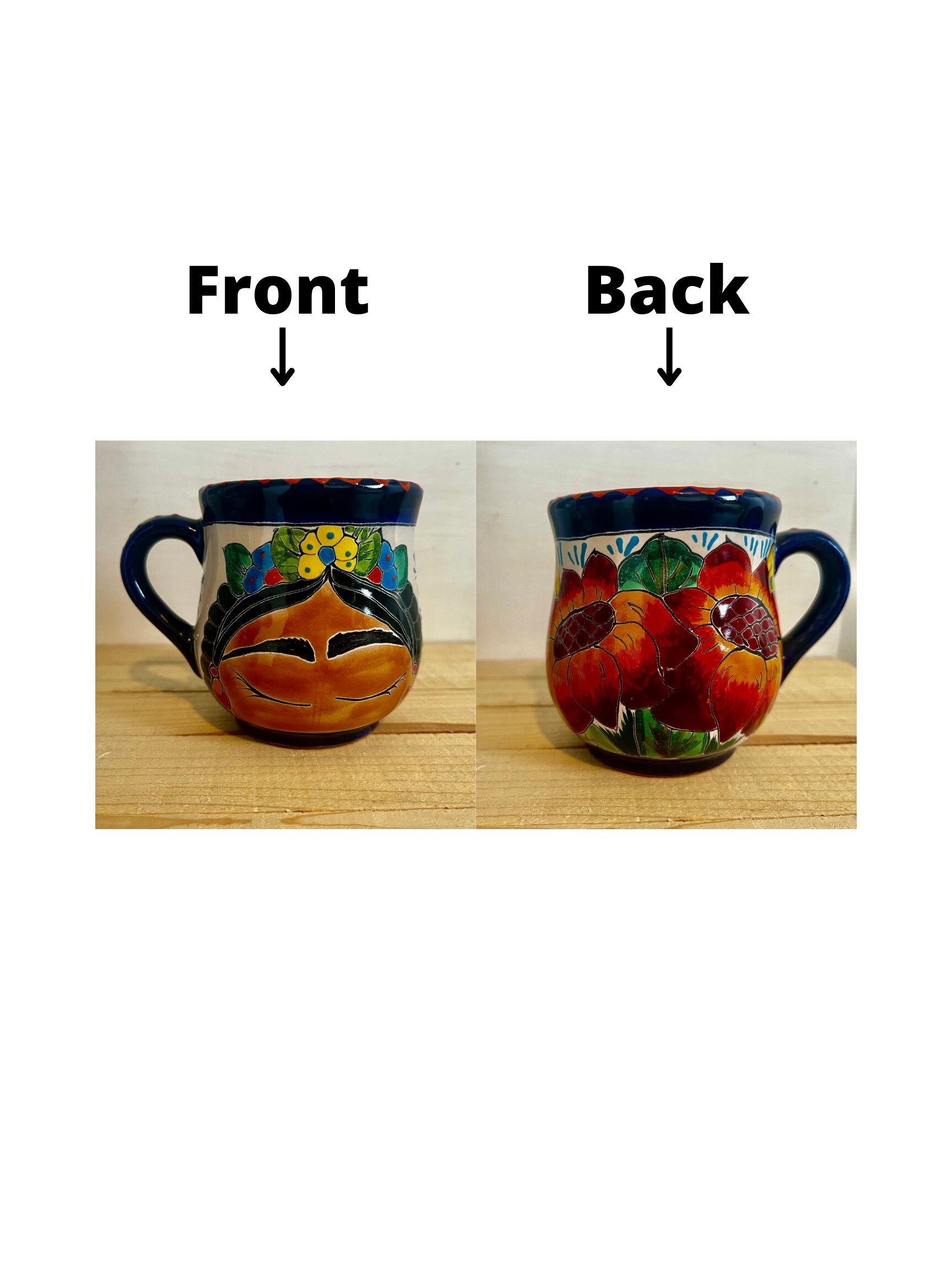 Set of 2 Hand Painted CERAMIC Clay Coffee Mug Cup Gift Idea - Etsy